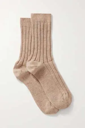 Johnstons Of Elgin Johnstons Of Elgin Ribbed Cashmere-blend Socks Beige