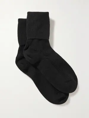 Johnstons Of Elgin Johnstons Of Elgin Ribbed Cashmere-blend Socks Black