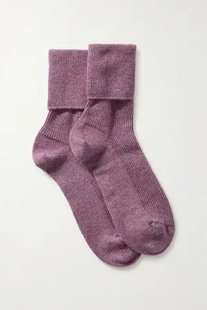 Johnstons Of Elgin Johnstons Of Elgin Ribbed Cashmere-blend Socks Pink