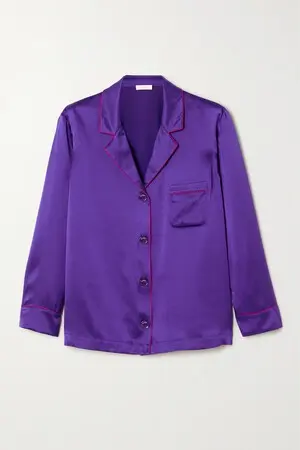 ERES Colorama Piped Silk-satin Pajama Shirt - Purple