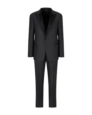 Emporio Armani G Line Regular Fit Single Breasted Peak Lapel Tuxedo - Solid Dark