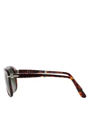 Persol Folding Round Sunglasses, 54mm - Havana/green Solid