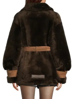 Nicole Benisti Elizabeth Belted Shearling Jacket - Chocolate