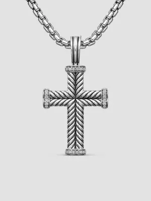 David Yurman Chevron Cross Pendant With Pave Diamonds - Diamond