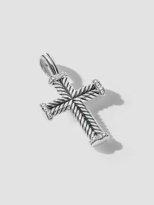 David Yurman Chevron Cross Pendant With Pave Diamonds