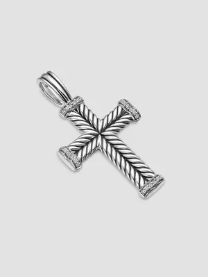 David Yurman Chevron Cross Pendant With Pave Diamonds