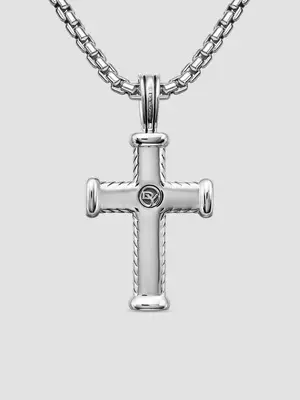 David Yurman Chevron Cross Pendant With Pave Diamonds