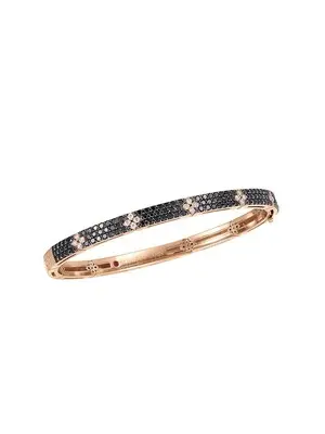 Roberto Coin Love In Verona 18k Black & White Diamond Bangle Bracelet - Rose Gold