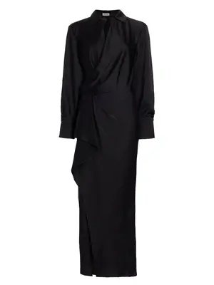 Simkhai Talita Draped Front Maxi Dress - Black