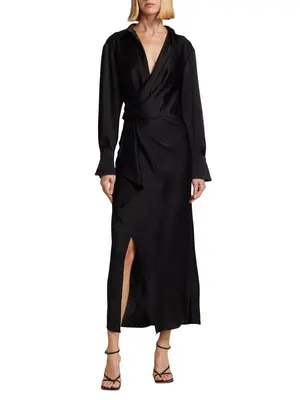 Simkhai Talita Draped Front Maxi Dress - Black