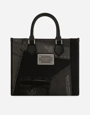 Dolce & Gabbana Small Patchwork Denim Shopper - Black