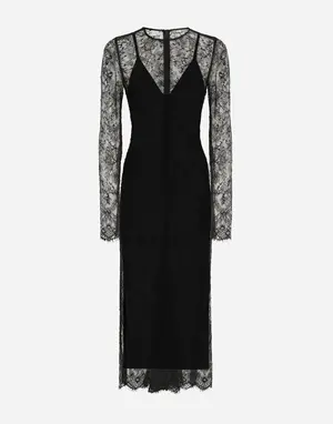Dolce & Gabbana Chantilly Lace Fil Coupé Calf-length Dress