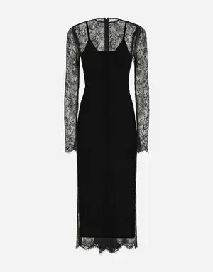 Dolce & Gabbana Chantilly Lace Fil Coupé Calf-length Dress