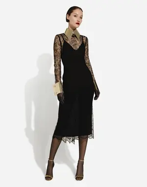 Dolce & Gabbana Chantilly Lace Fil Coupé Calf-length Dress
