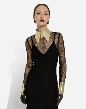 Dolce & Gabbana Chantilly Lace Fil Coupé Calf-length Dress