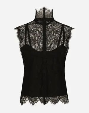 Dolce & Gabbana Chantilly Lace High-neck Top