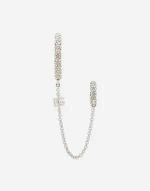Dolce & Gabbana Rhinestone Earring With Chain - Silver