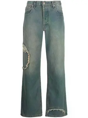 EDWARD CUMING Logo-patch Wide-leg Jeans