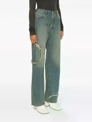 EDWARD CUMING Logo-patch Wide-leg Jeans