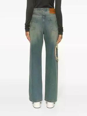 EDWARD CUMING Logo-patch Wide-leg Jeans