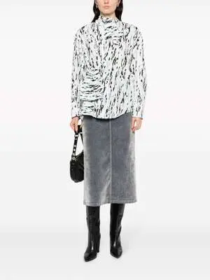 MSGM Graphic-print Cotton Blouse
