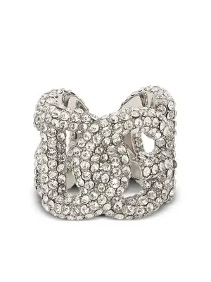 Dolce & Gabbana Logo Crystal-embellished Ring - Silver
