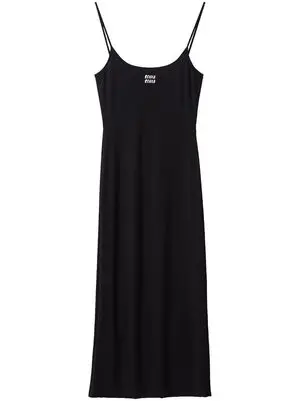 Miu Miu Logo-print Midi Dress - Black