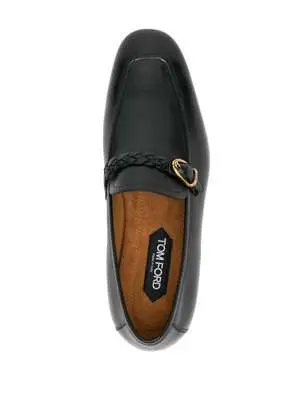 TOM FORD Martin Woven-strap Leather Loafers - Black
