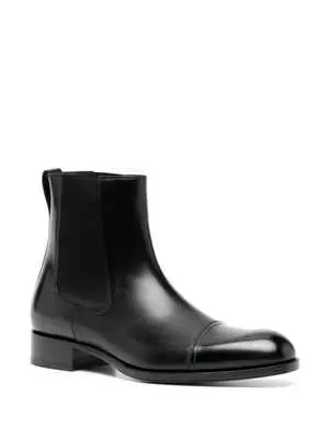 TOM FORD Leather Ankle Chelsea Boots - Black