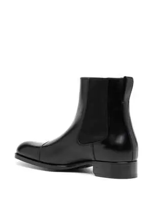 TOM FORD Leather Ankle Chelsea Boots - Black