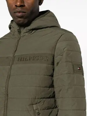 Tommy Hilfiger Logo-embroidered Padded Hooded Jacket - Green