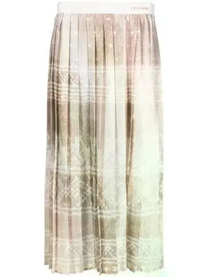 ERMANNO FIRENZE Graphic-pattern Pleated Midi Skirt