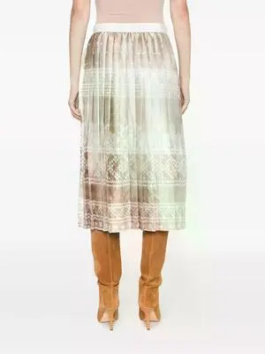 ERMANNO FIRENZE Graphic-pattern Pleated Midi Skirt