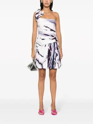 GEMY MAALOUF Tie-dye Print One-shoulder Mini Dress