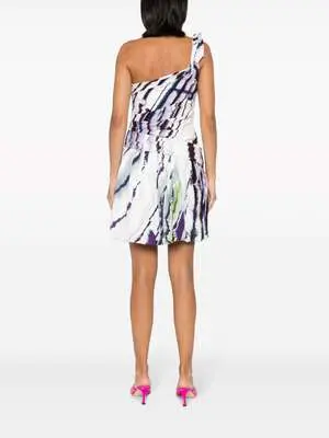 GEMY MAALOUF Tie-dye Print One-shoulder Mini Dress