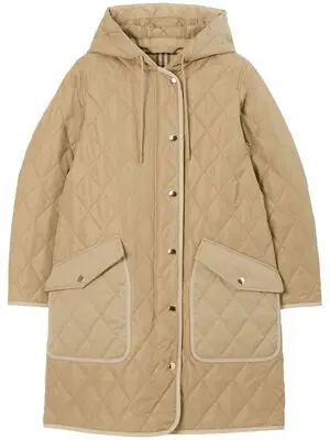 Burberry Diamond-quilted Hooded Parka Coat - Neutrals