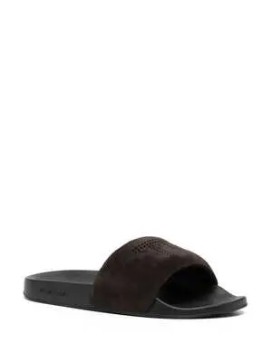 TOM FORD Logo-perforated Suede Slides