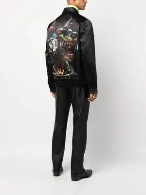 Philipp Plein Satin-finish Graphic-print Bomber Jacket
