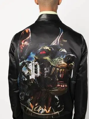 Philipp Plein Satin-finish Graphic-print Bomber Jacket