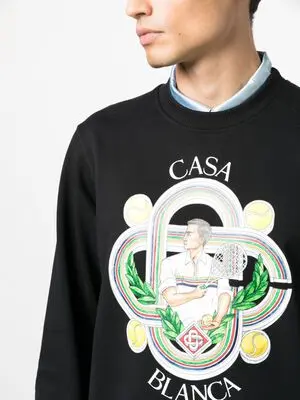 Casablanca Le Joueur Cotton Sweatshirt - Black