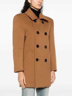 Saint Laurent Double-breasted Wool Coat - Brown