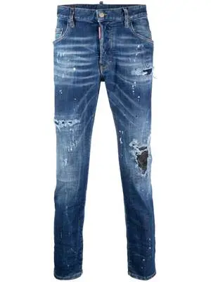 Dsquared2 Distressed Slim-cut Jeans - Blue