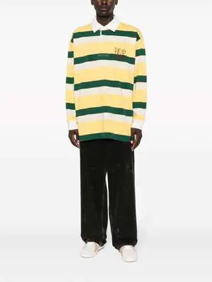 Palm Angels Logo-embroidered Stripe-pattern Polo Shirt
