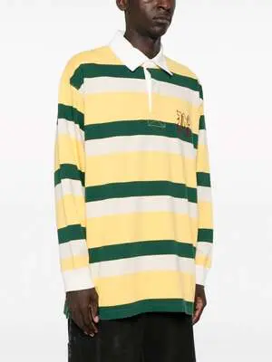 Palm Angels Logo-embroidered Stripe-pattern Polo Shirt