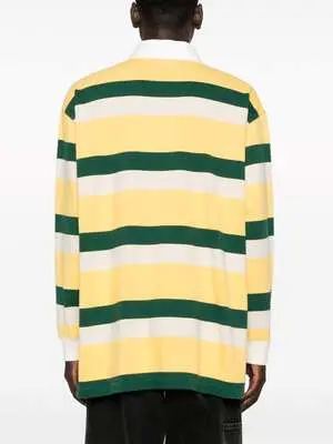 Palm Angels Logo-embroidered Stripe-pattern Polo Shirt