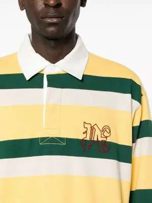 Palm Angels Logo-embroidered Stripe-pattern Polo Shirt
