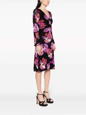 Diane Von Furstenberg Painted Blossom Print Midi Dress