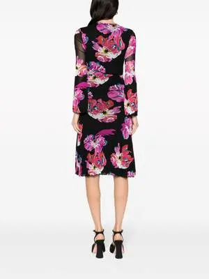 Diane Von Furstenberg Painted Blossom Print Midi Dress