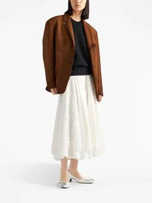Prada Floral-lace Cotton Midi Skirt