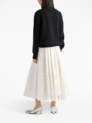 Prada Floral-lace Cotton Midi Skirt